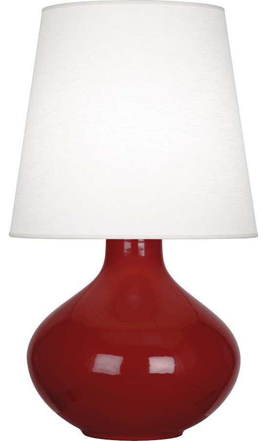 Robert Abbey June 1 Lt Table Lamp, Oxblood Glazed Ceramic, Oyster Linen ...