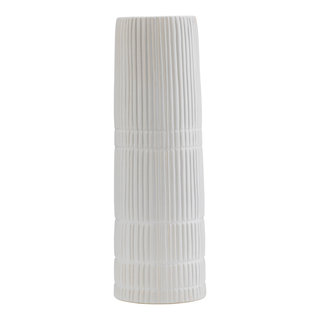 Ceramic 15"H Lined Cylinder Vase, White - Transitional - Vases - by ...