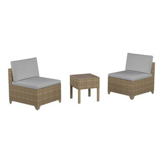 Maui 3-Piece Outdoor Conversation Set With Armless Sofas and End Table ...