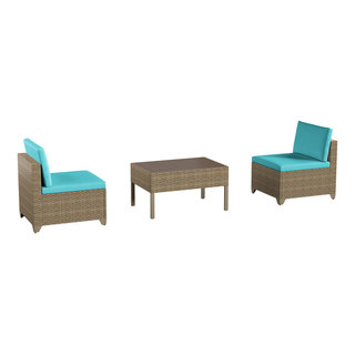 Maui 3-Piece Outdoor Conversation Set With Armless Sofas and Coffee ...