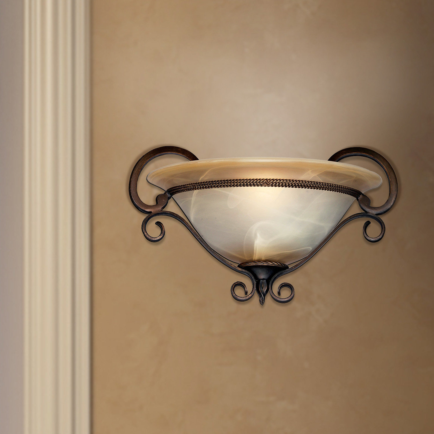 Meridian 1-Light Wall Sconce, Golden Bronze With Antique Marbled Glass ...