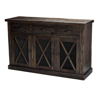Solid Acacia Wood Storage Cabinet in Farmhouse Style With Ample ...