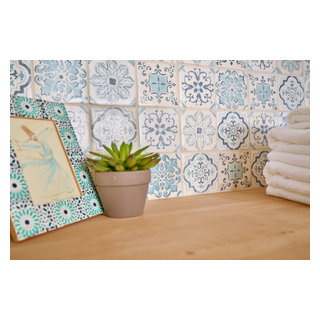 Moroccan Inspired Laundry/Powder Room - Mediterranean - Laundry Room ...