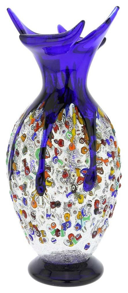 GlassOfVenice Murano Glass Millefiori Art Glass Spiky Amphora Vase ...