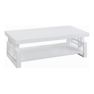 Rectangular Coffee Table with Shelf, White - Transitional - Coffee ...