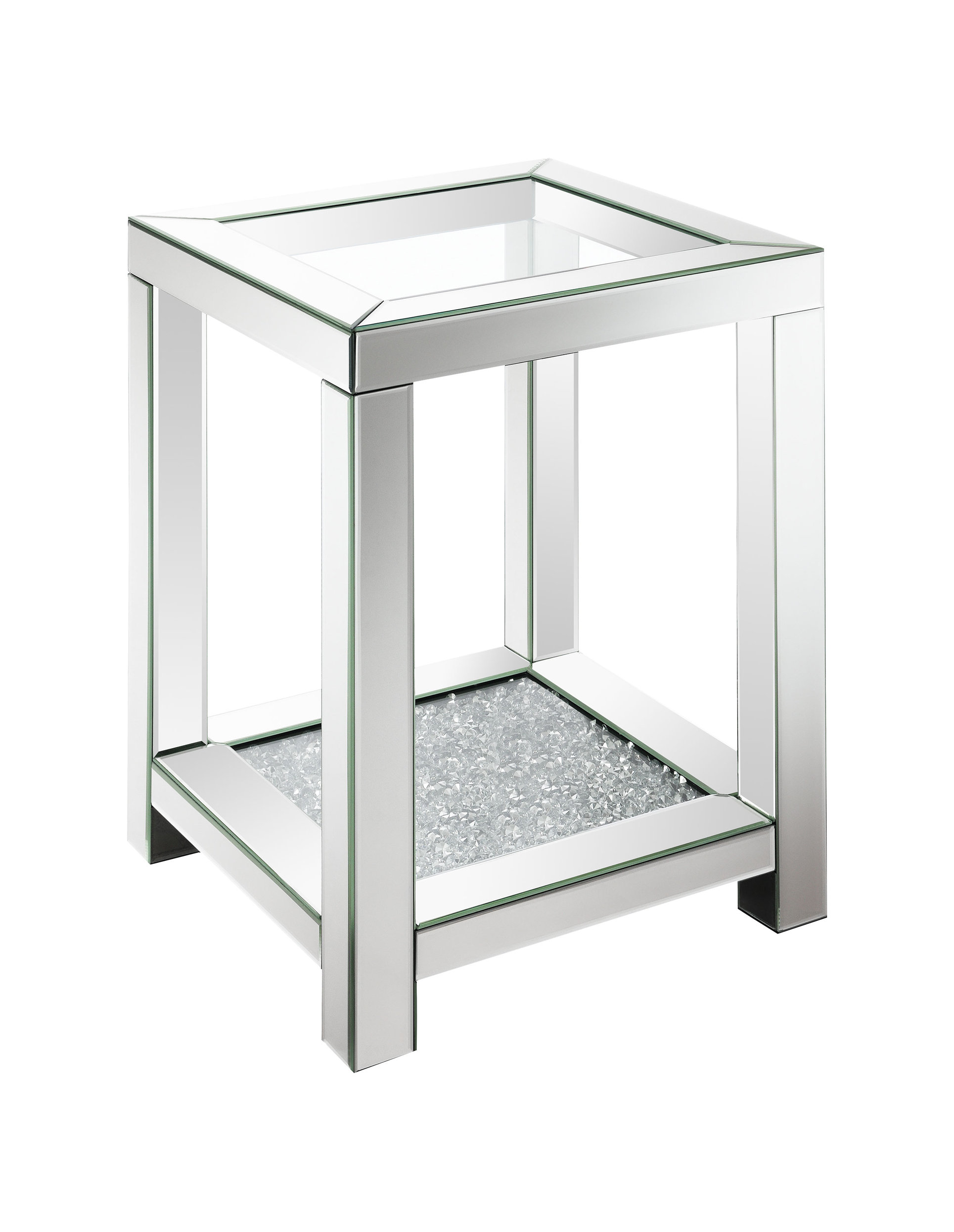 Valentina Square End Table With Glass Top Mirror - Contemporary - Side ...