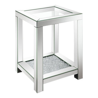 Valentina Square End Table With Glass Top Mirror - Contemporary - Side ...