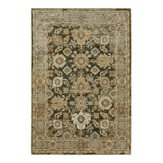 Adeline Bordered Traditional Green/ Gold Area Rug, 10' x 13'2 ...
