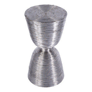 Angelo 12 in. W Round Metal Drum End Table, Silver - Contemporary ...