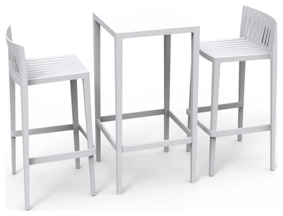 Spritz Bar Table With 2 Bar Stools , Basic/Injection, White ...