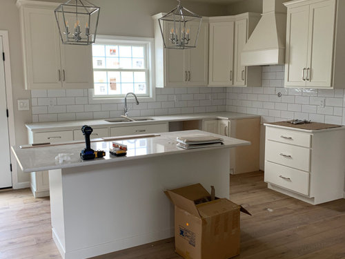 Alabaster cabinets and white subway tile