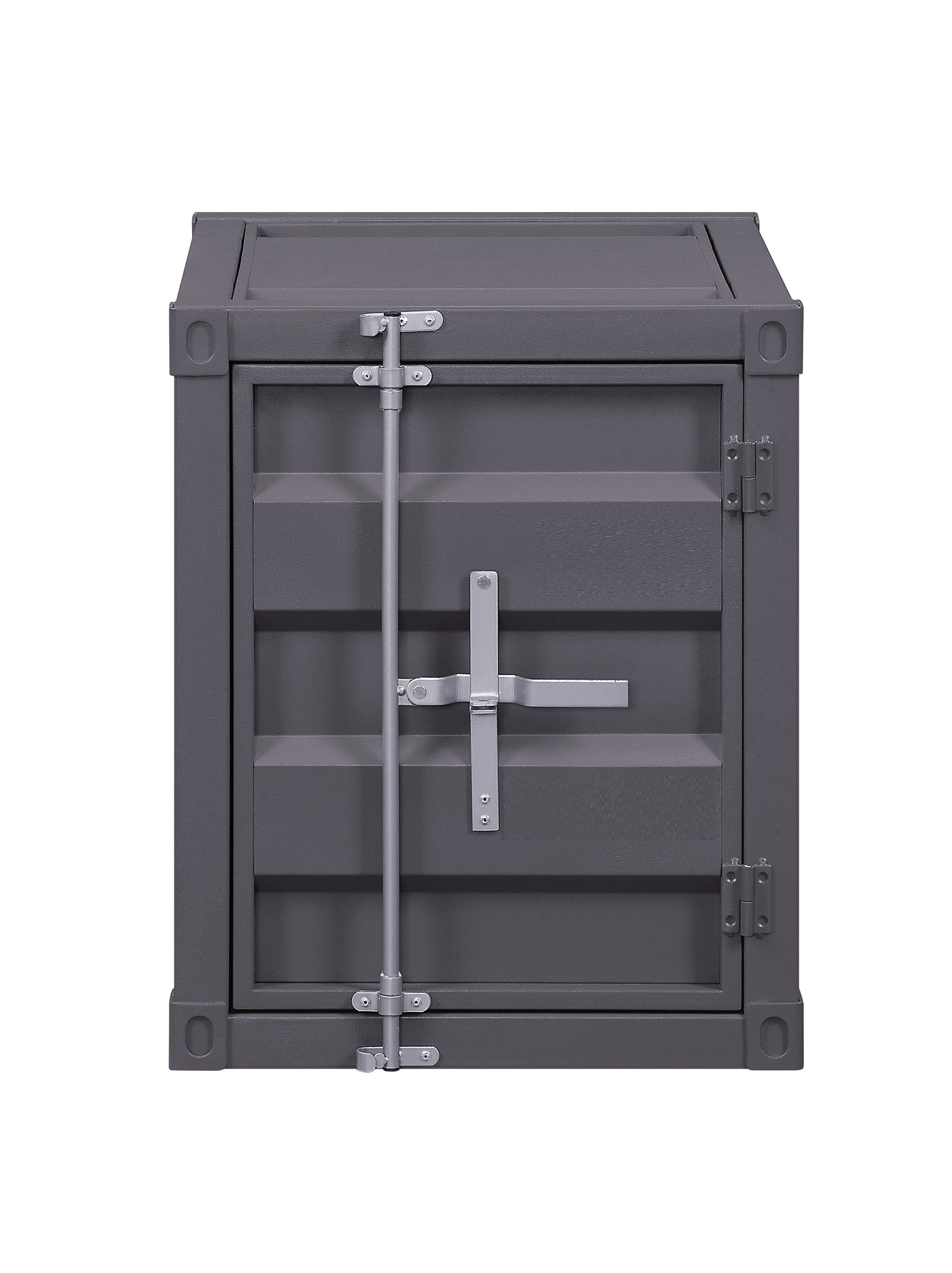 Industrial Style Metal Cargo End Table with Openable Door, Gray ...