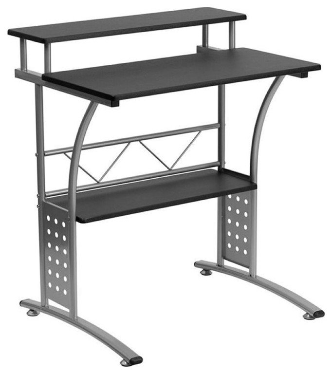 Scranton & Co Steel Metal/Wood Home Office Computer Desk in Black ...