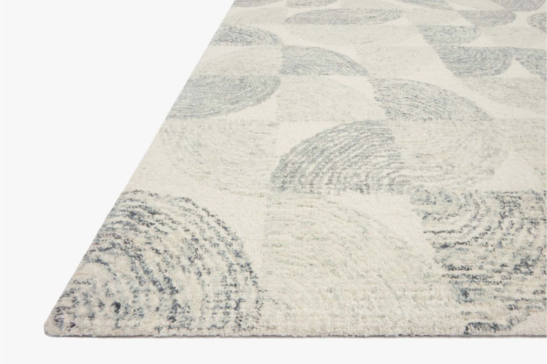 Geometric Hand-Tufted Wool Milo Area Rug, Slate/Denim, 18" X 18" Sample ...