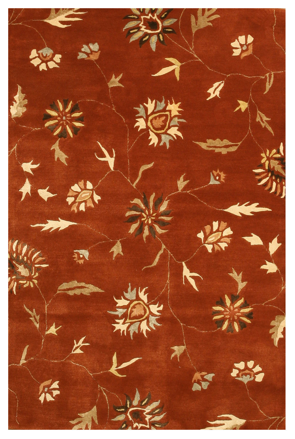 Rust Transitional Floral Modern Floral Area Rug - Contemporary - Area ...