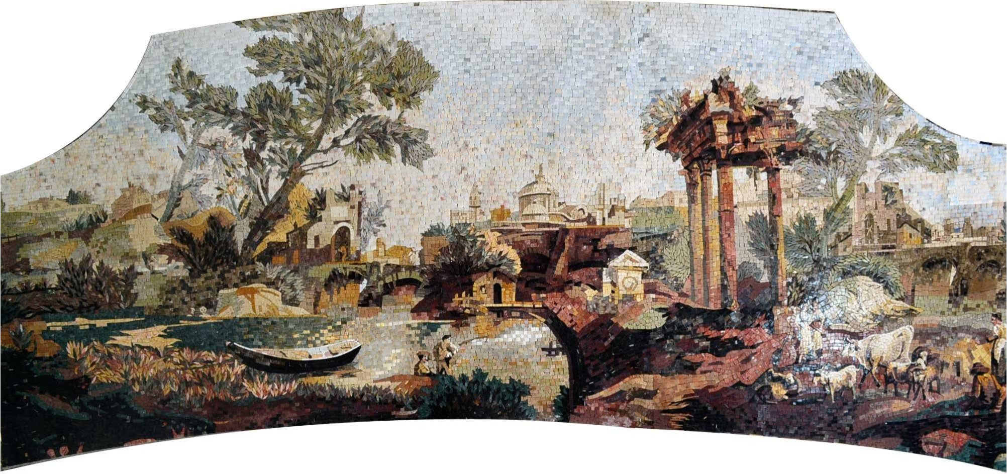 Fishing Scene Handmade Art, 118" x 47" - Traditional - Tile Murals - by ...