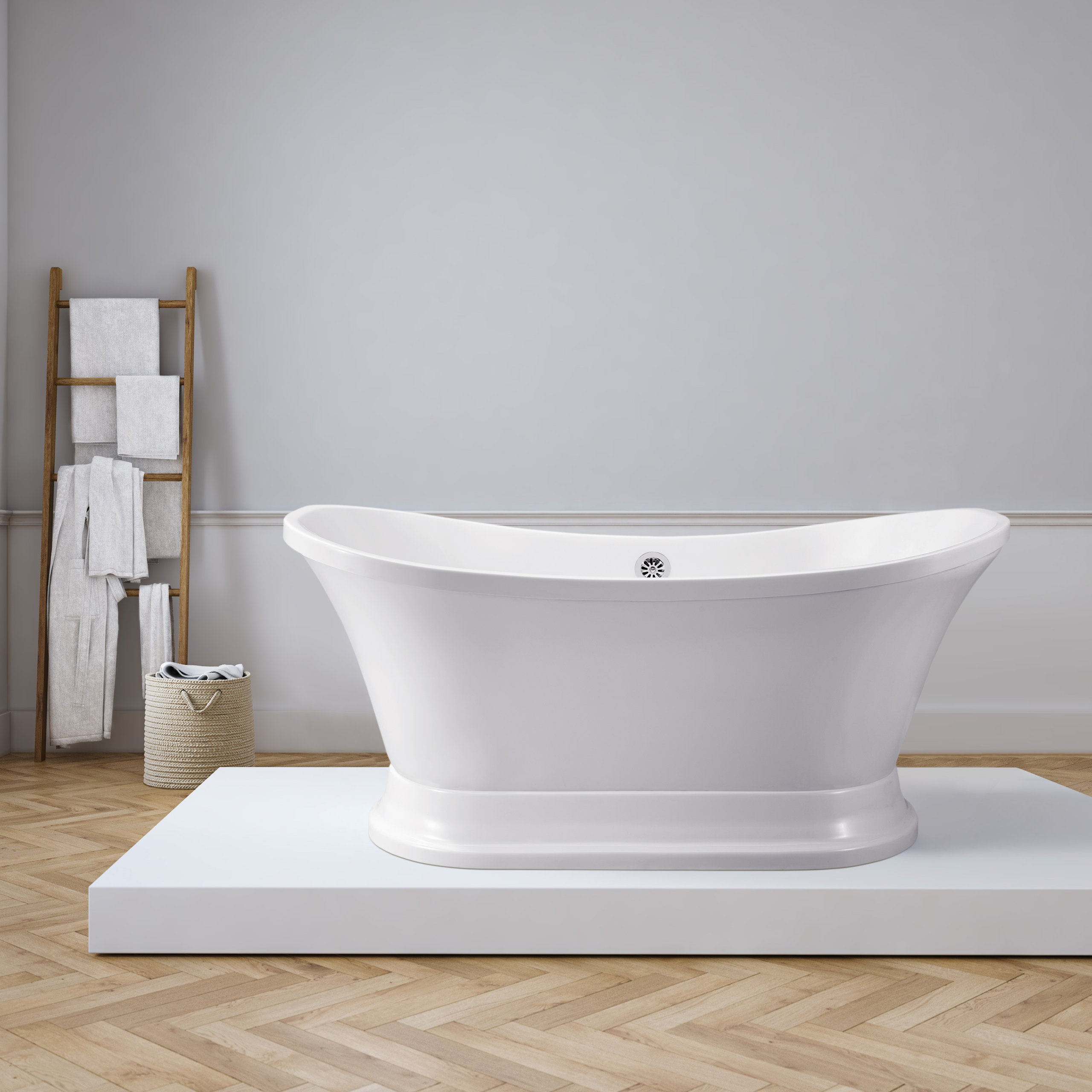 68" Streamline NPT9201CH Soaking Freestanding Tub With External Drain ...