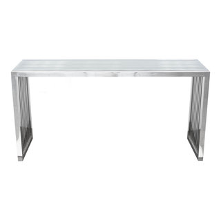 SOHO Rectangular Stainless Steel Console Table Clear, Tempered Glass ...