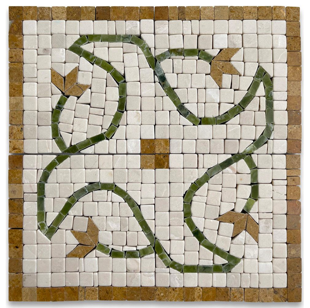 Marble Mosaic Border Decorative Accent Tile Edera Antique 4x4 Tumbled ...