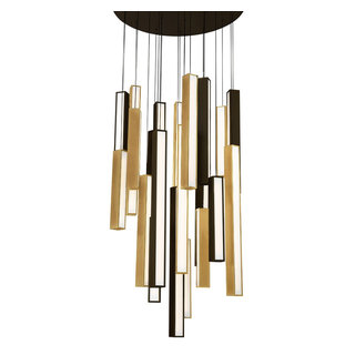 Chaos LED Pendant, Black/Aged Brass and Black - Modern - Pendant ...