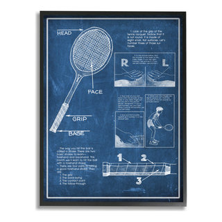Tennis Racquet Blueprint Sports Design, 16"x20" - Contemporary - Prints ...