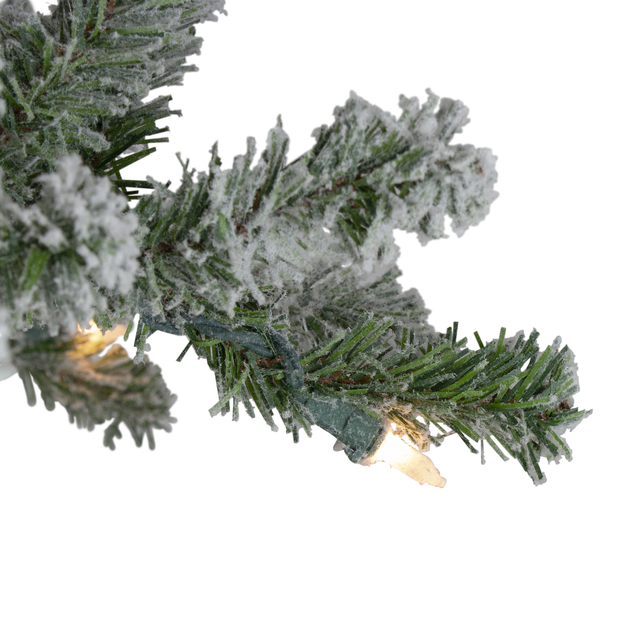 Set of 3 Pre-Lit Flocked Alpine Christmas Trees, Clear Lights ...