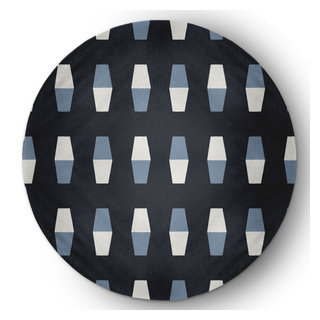 2' x 3' Bowling Pins Nautical Indoor/Outdoor Rug, Shark Blue, 5' Round ...