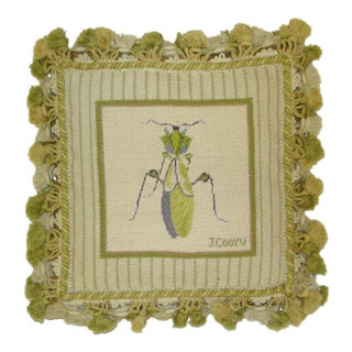 Grasshopper Petit Point Pillow - Traditional - Decorative Pillows - by ...