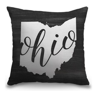 "Home State Typography - Ohio" Outdoor Pillow, 16"x16" - Contemporary ...
