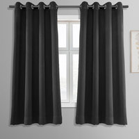 Jet Black Grommet Room Darkening Curtain, Set of 2, 50"x63 ...