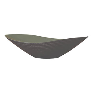 Luxe Modern Textured Black Teal Swoop Bowl, Wide Curve Blue Green Dark ...
