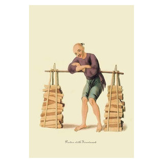 Porter with Firewood, 20" x 30" - Asian - Prints And Posters - by ...