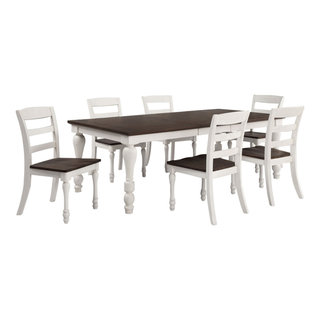 Madelyn 7-piece Rectangle Dining Set Dark Cocoa and Coastal White - French Country - Dining Sets ...