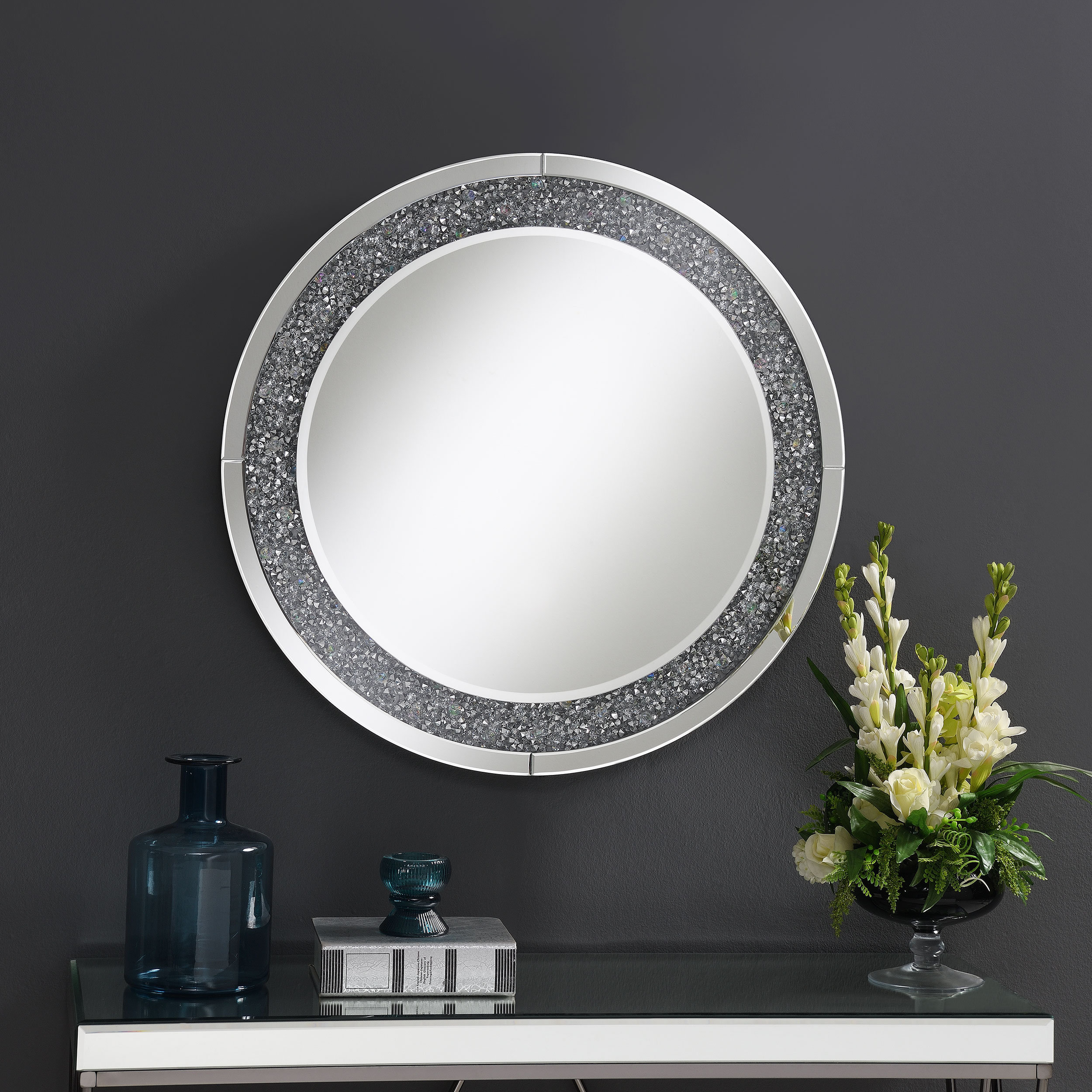 Lixue Round Wall Mirror With LED Lighting Silver - Contemporary - Wall ...