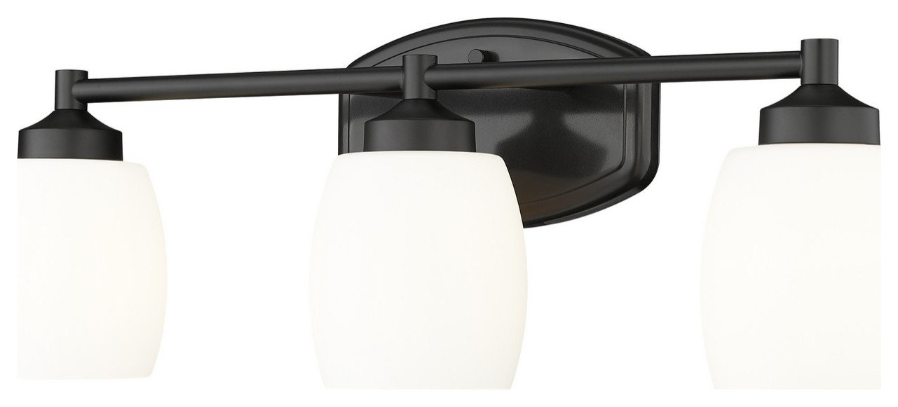 Kendrick Three Light Vanity in Matte Black - Transitional - Bathroom ...