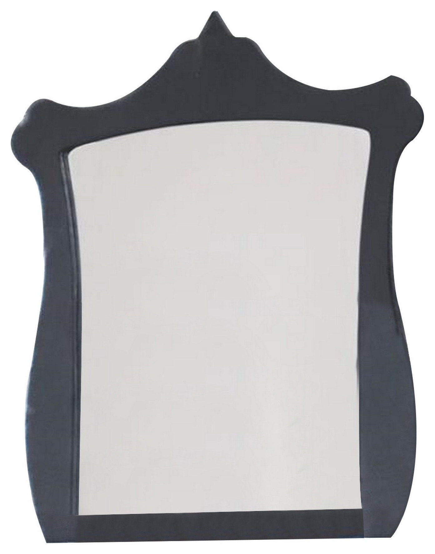 Benzara BM232973 Velvet Upholstered Wall Mirror With Crown Top, Gray ...