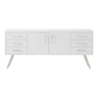 Lee Sideboard Gloss White/Stainless Steel - Midcentury - Buffets And ...
