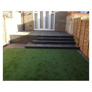 Swindon Modern Contemporary Garden Design - Completed Split Level Patio ...