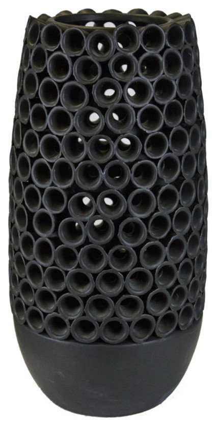 Striking Ceramic Circular Cutout Vase, Black - Contemporary - Vases ...