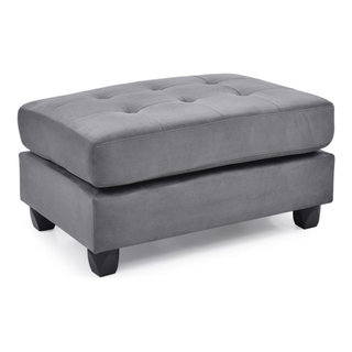 Maklaine Contemporary styled Microsuede Ottoman in Gray Finish ...