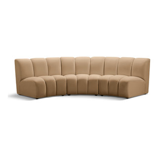 Infinity Channel Tufted Velvet Modular Chair, 3 Piece - Transitional ...