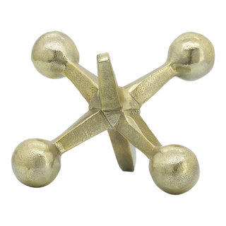 Gold Metal Jacks Decor, 5" - Midcentury - Decorative Objects And ...