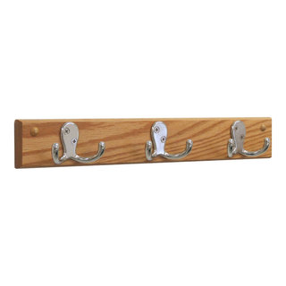 Wooden Mallet 4 Hook Wall Coat Rack Rail in Light Oak and Nickel, 3 ...