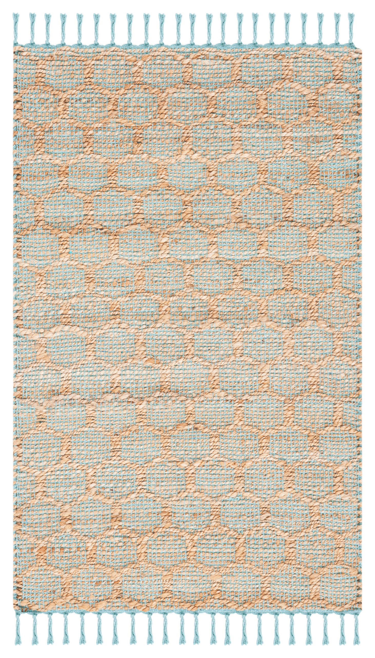 Safavieh Cape Cod Cap841M Trellis Geometric Rug, Light Blue and Natural ...