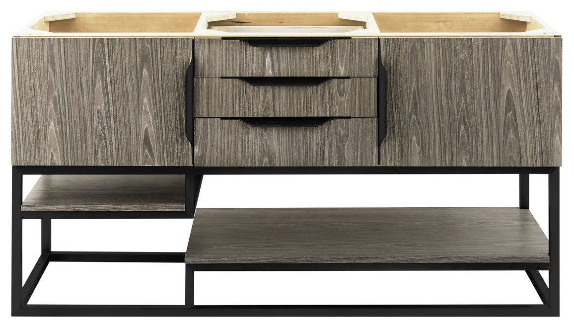 Columbia 59" Double Vanity, Ash Gray, Matte Black - Transitional ...