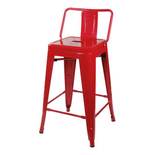 Lowback Red Metal Bar Stools Set of 1 - Industrial - Bar Stools And ...