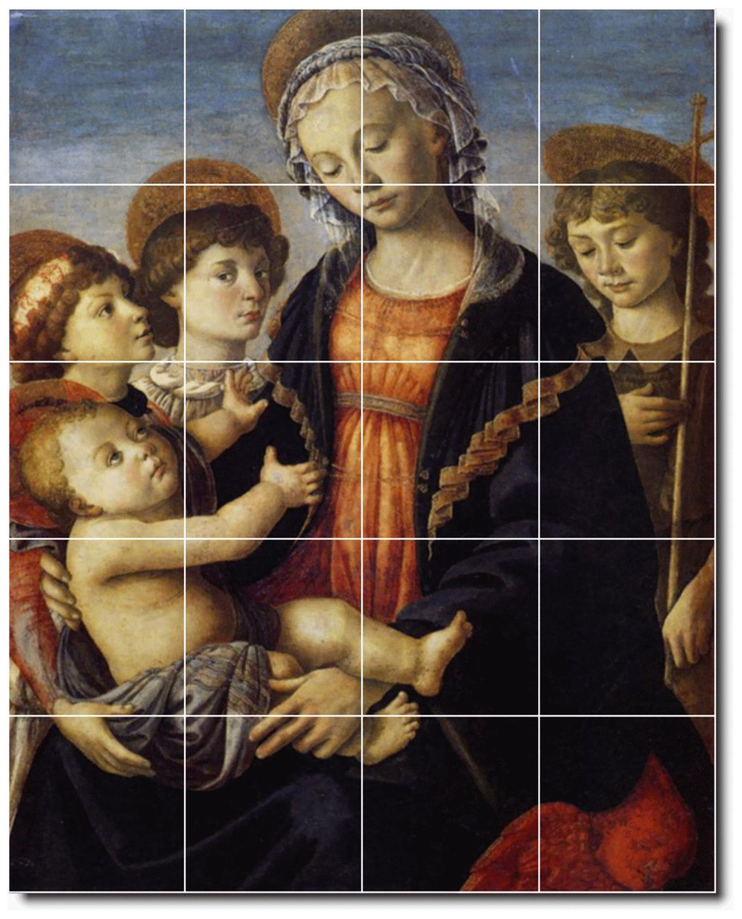 Sandro Botticelli Religious Painting Ceramic Tile Mural #103, 32" Wide ...