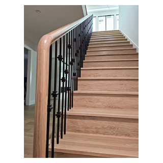 120_Luxurious White Oak Stair with Iron Balusters, Great Falls, 22066 ...