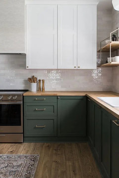 Green Color for Cabinets with this Counter