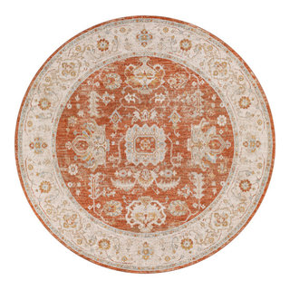Surya Avant Garde Rug 5'3" Round, Brick Red, Mustard - Mediterranean ...